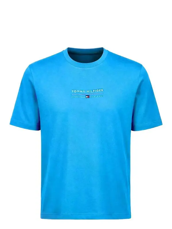 Tommy Hilfiger Logo-embroidered Cotton T-shirt - Blue