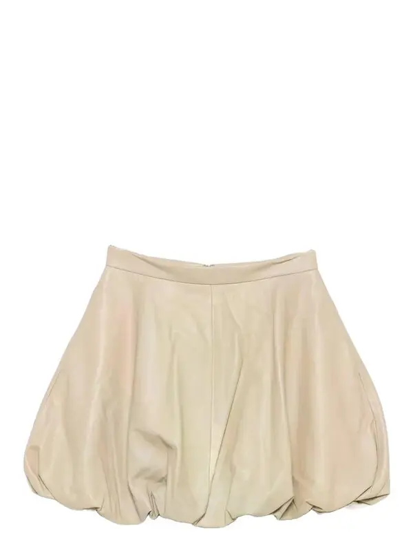 BY MALENE BIRGER Leather Bubble Hem Mini Skirt - Neutrals