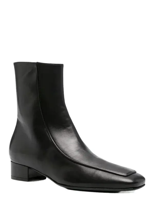HERBERT LEVINE Shadow Ban Square-toe Leather Ankle Boots - Black