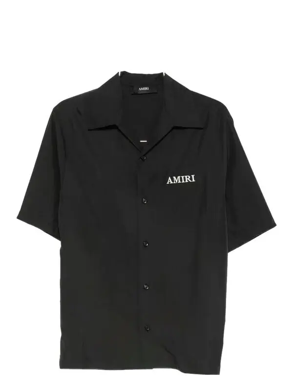 Amiri Logo-embroidered Camp-collar Shirt - Black