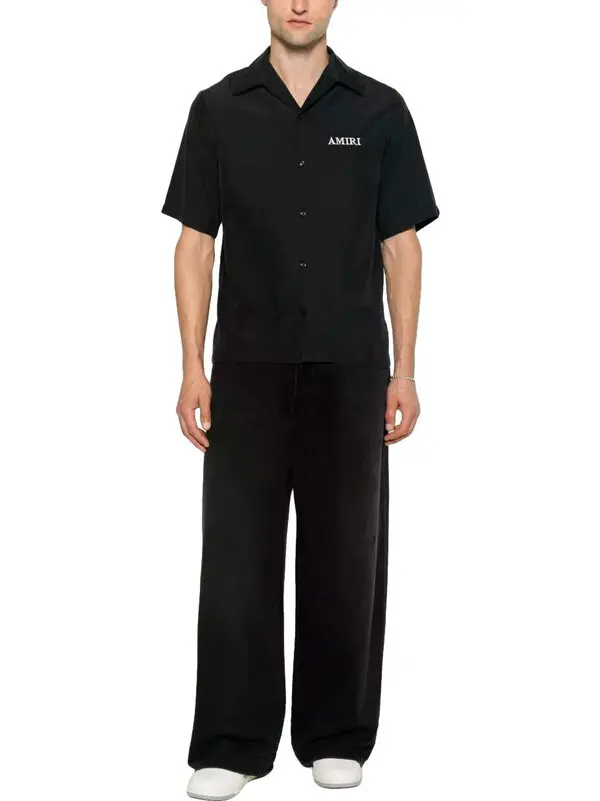 Amiri Logo-embroidered Camp-collar Shirt - Black