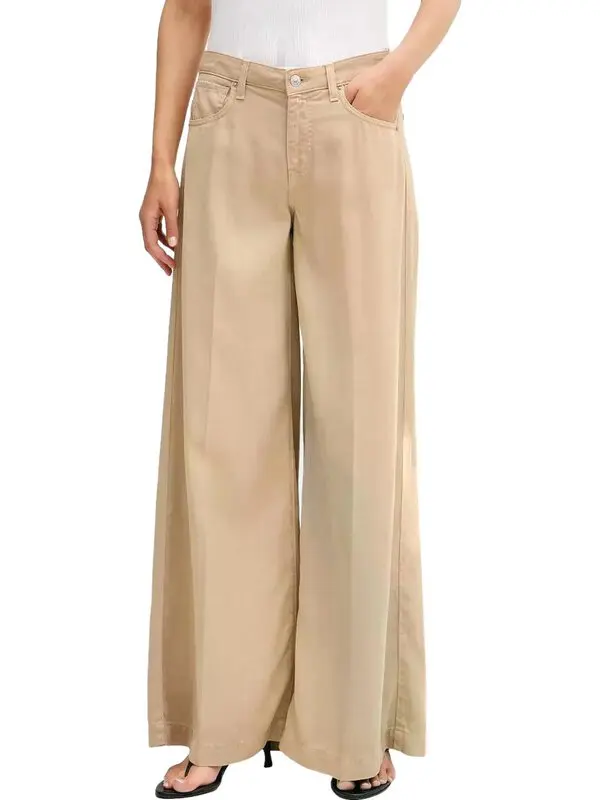 VICOLO Wide-leg Jeans With Pressed Crease - Neutrals