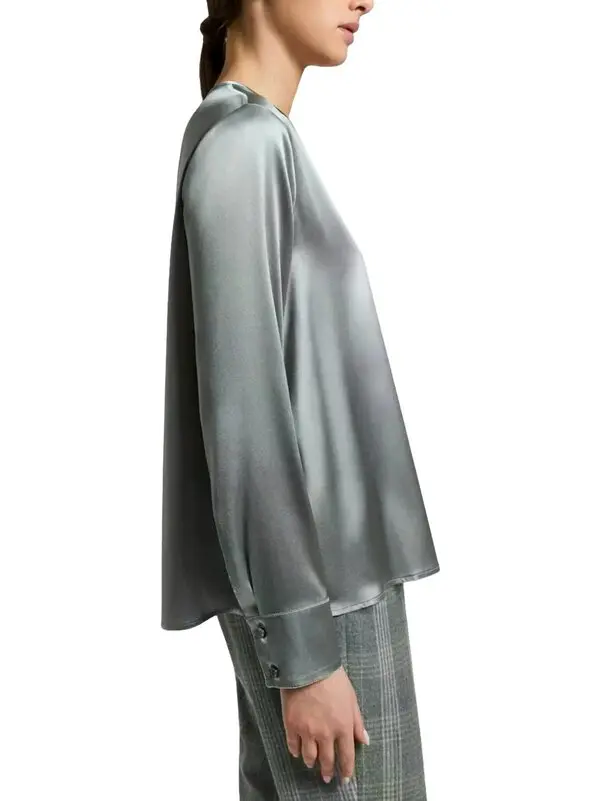 Peserico Satin Finish Long-sleeved Blouse - Grey