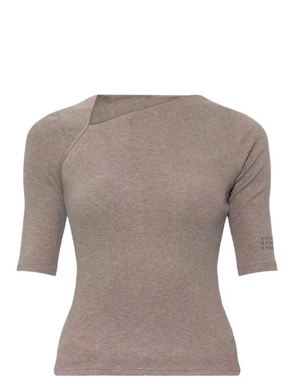 MAISON MARGIELA Asymmetrical Neck Ribbed Knit Sweater - Neutrals