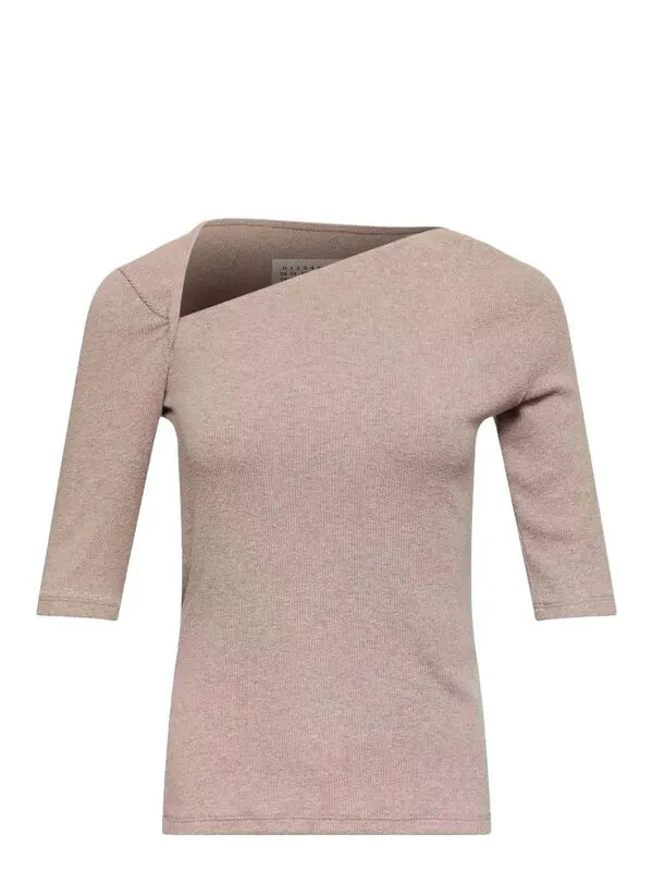 MAISON MARGIELA Asymmetrical Neck Ribbed Knit Top - Neutrals