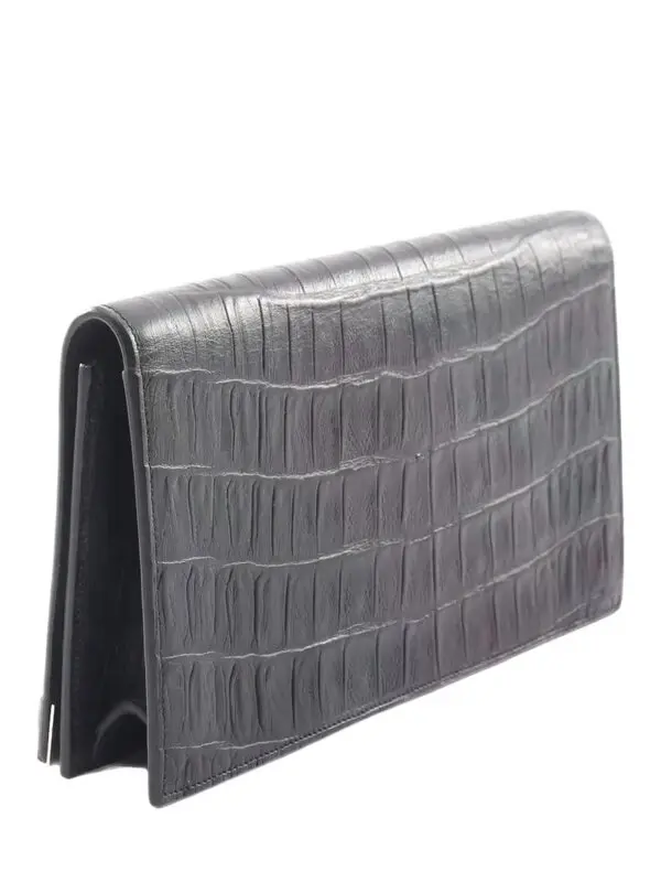 Saint Laurent Croc-embossed Leather Clutch - Black