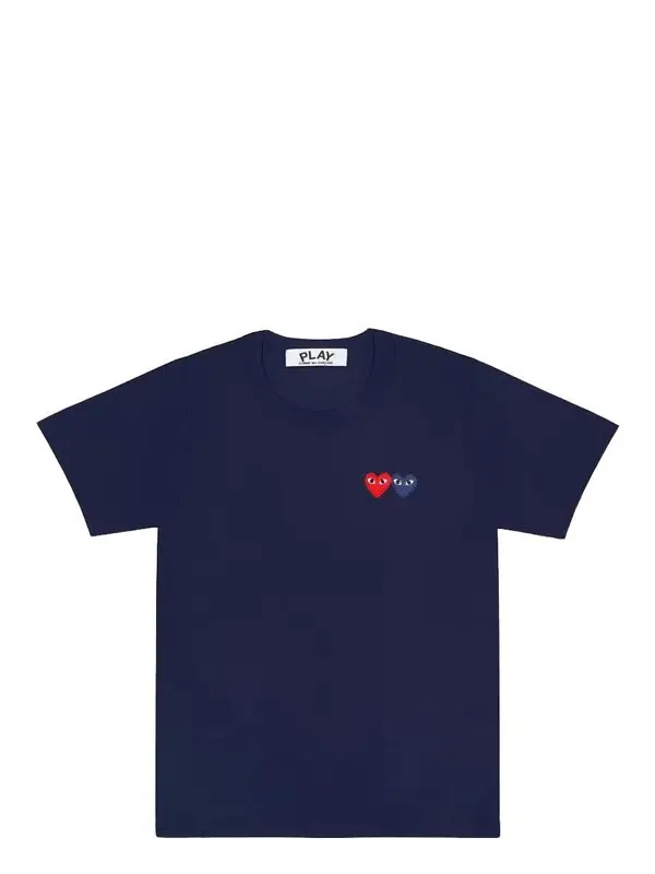Play Comme Des Garcon Double Heart T-shirt - Blue