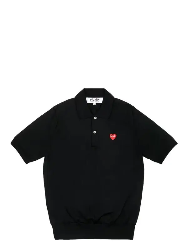 Play Comme Des Garcon Logo Heart-patch Polo Shirt - Black