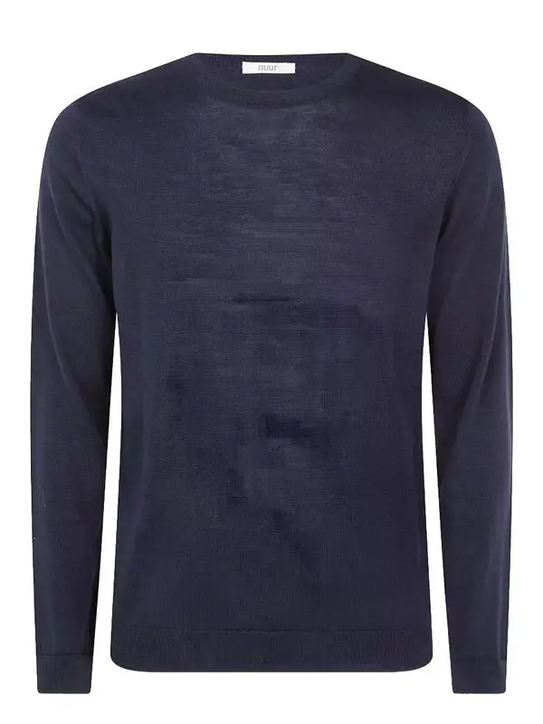 NUUR Round Neck Long Sleeve Sweater - Blue