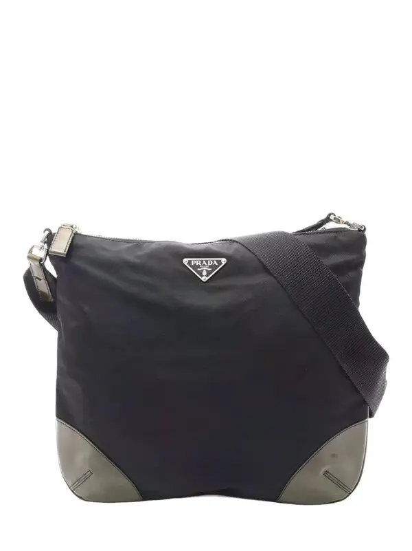 Prada Tessuto Patent-leather Shoulder Bag - Black