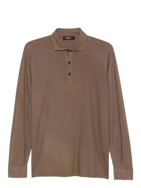 JEORDIE'S Long-sleeve Polo Shirt - Brown