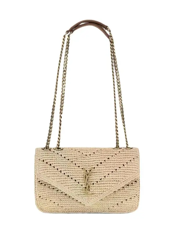 Saint Laurent Loulou Raffia Shoulder Bag - Neutrals