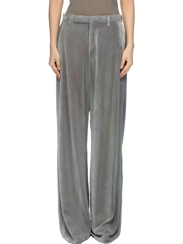 Rick Owens Tailored Wide-leg Velvet Trousers - Pewter