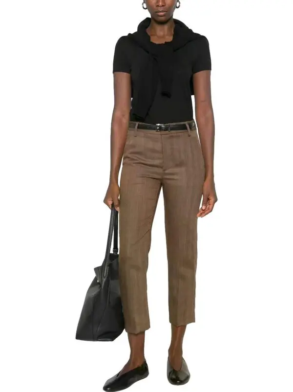 DONDUP Nima Cropped Wool Trousers - Brown