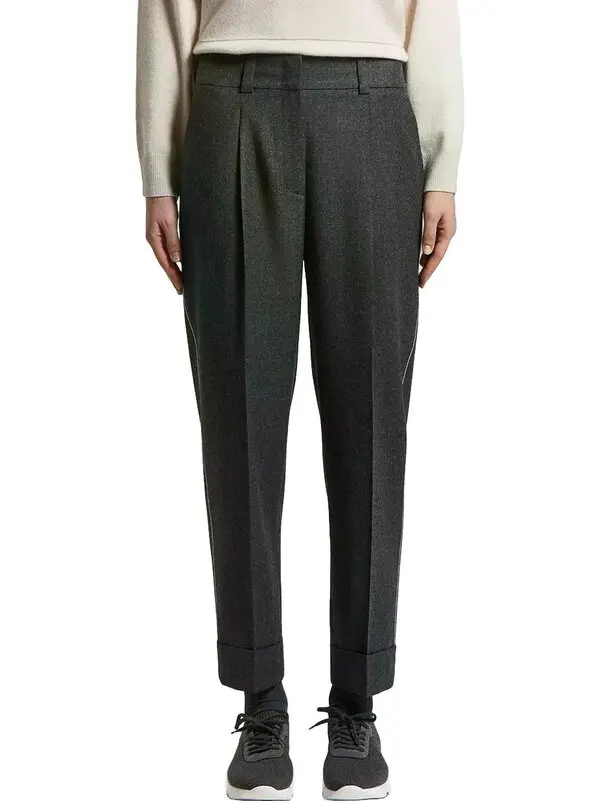 Peserico Pleated Turn-up Trousers - Grey