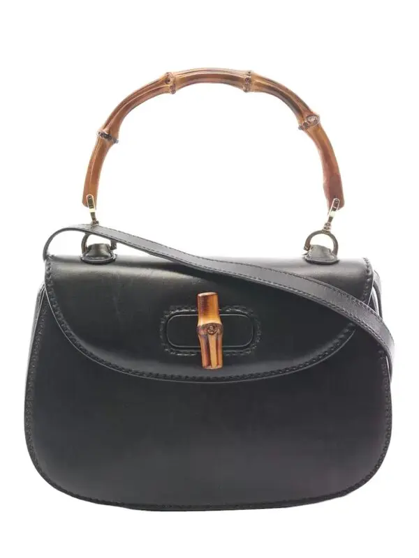 Gucci 2000s Bamboo Handle Leather Tote Bag - Black