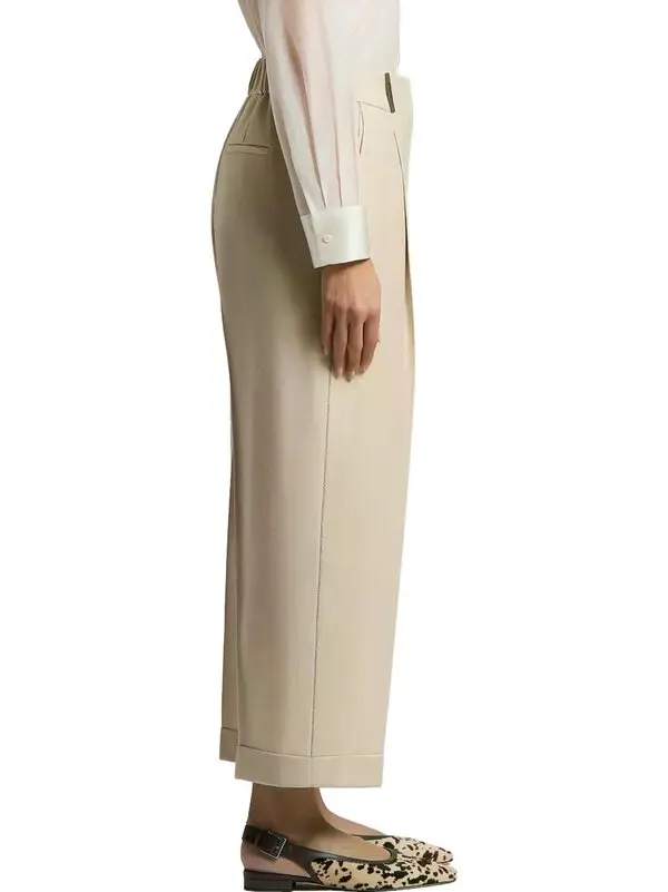 Peserico Pleat-detail Trousers With Chain-link Trim - Neutrals