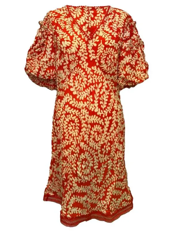 Diane Von Furstenberg Fisher Leaf-print Mini Dress - Red