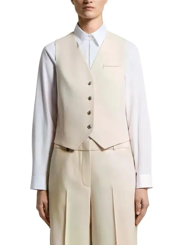 Peserico Beaded-trim Waistcoat - Neutrals