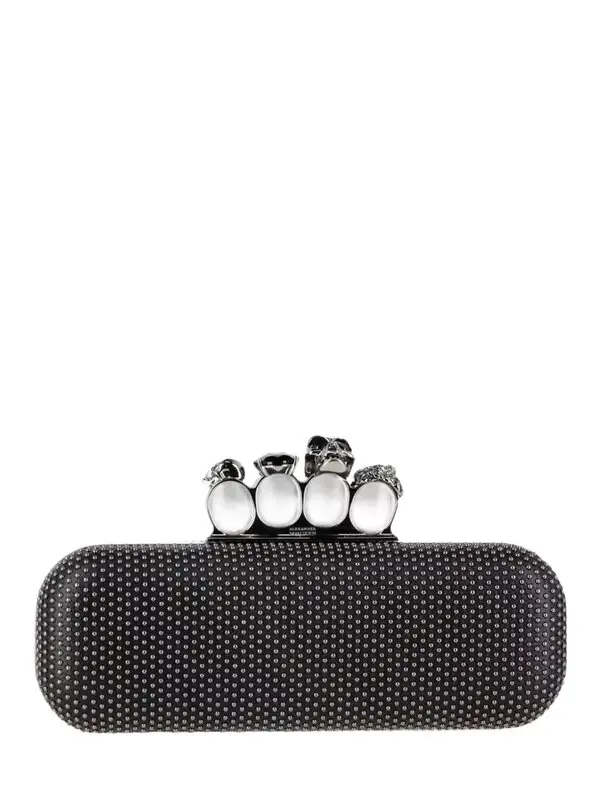 Alexander McQueen Skull Knuckle Studded Clutch Bag - Black