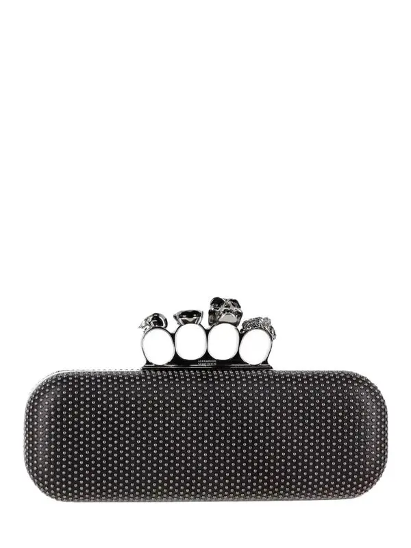 Alexander McQueen Skull Knuckle Studded Clutch Bag - Black