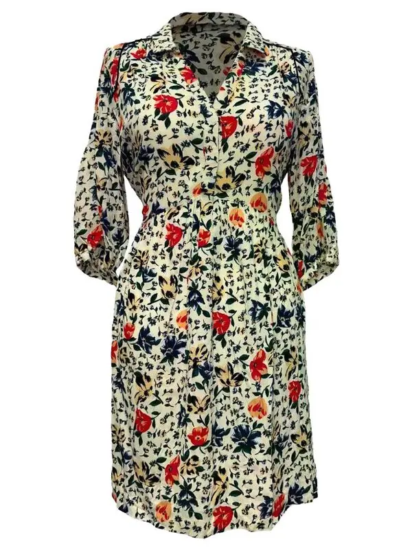 Ba&sh Floral Print Mini Dress With Three-quarter Sleeves - Neutrals