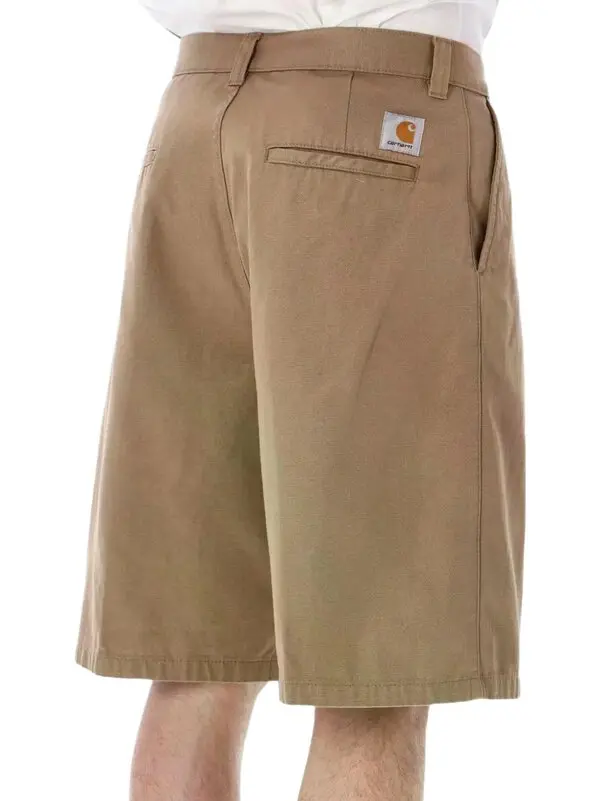 Carhartt Work In Progress Brader Logo-patch Cotton Twill Shorts - Neutrals
