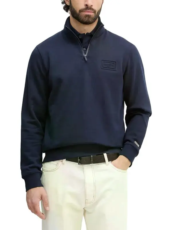Lacoste Quarter-zip Sweatshirt With Embroidered Logo - Blue