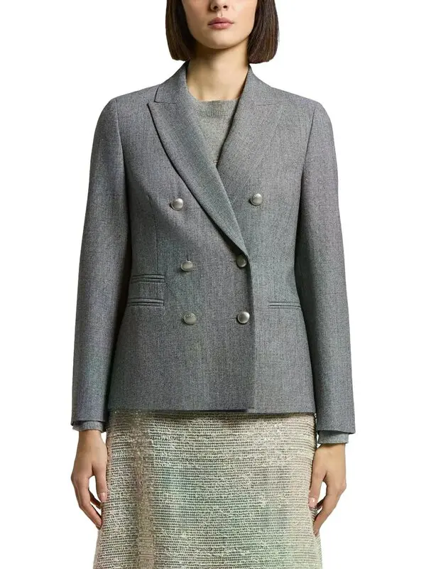 Peserico Double-breasted Houndstooth Blazer - Grey