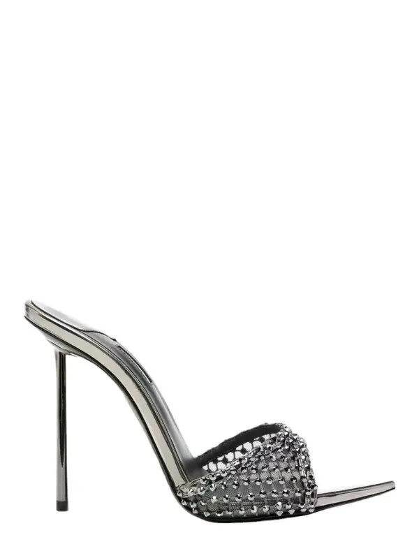 LE SILLA Gilda Crystal-embellished Pointed-toe Heeled Sandals - Silver