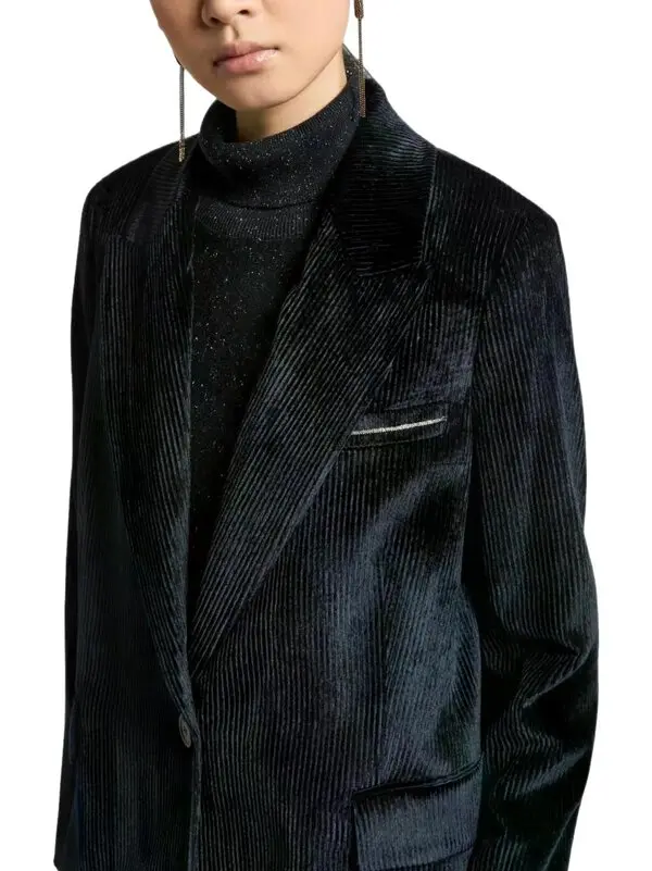 Peserico Corduroy Single-breasted Blazer - Blue