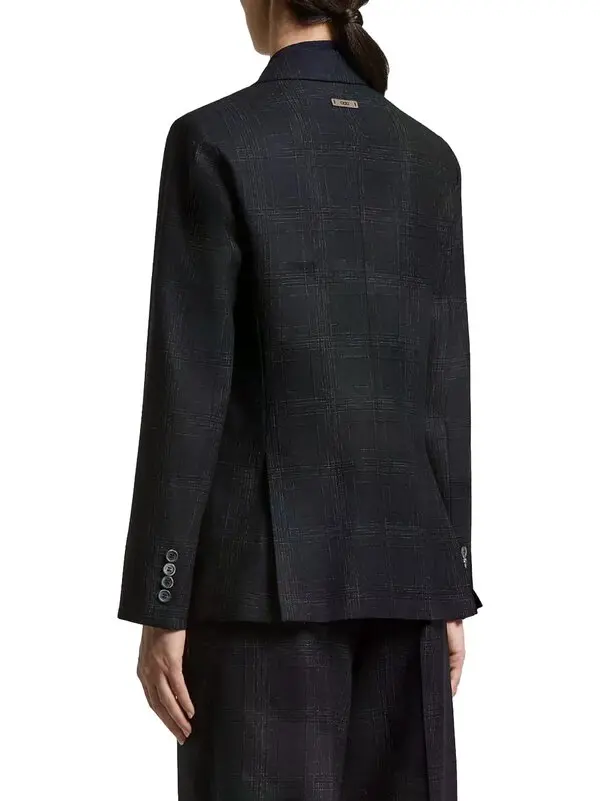 Peserico Double-breasted Checked Blazer - Blue