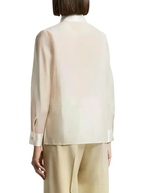 Peserico Long-sleeved Sheer Shirt - Neutrals