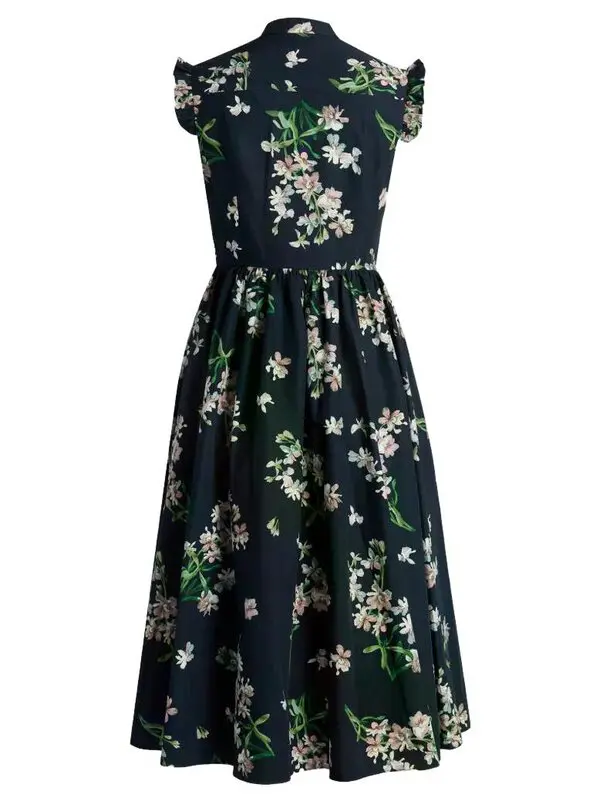 Erdem Floral-print Ruffled Midi Dress - Blue