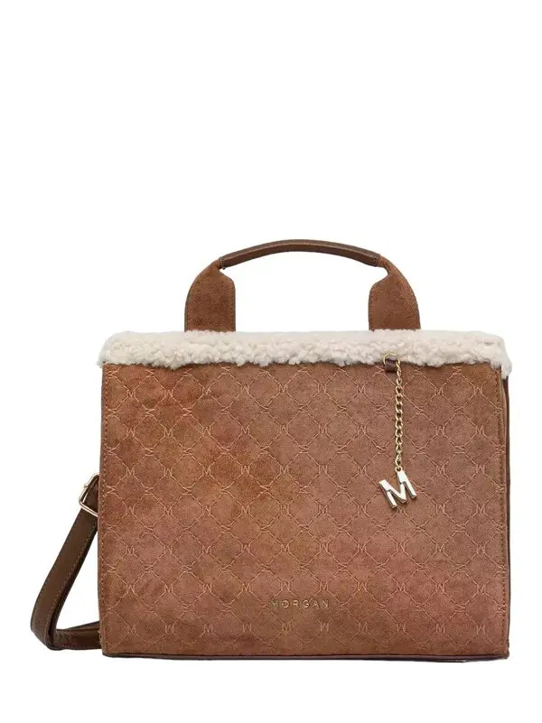 MORGAN Monogram Quilted Shearling Trim Tote Bag - Brown