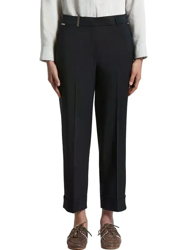 Peserico Tailored Trousers With Turn-up Cuffs - Blue
