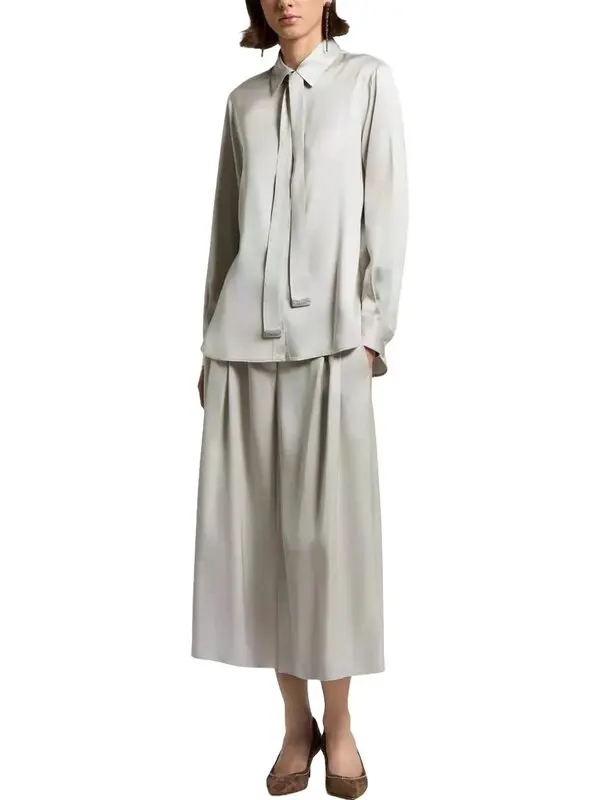 Peserico Point-collar Satin Shirt - Grey