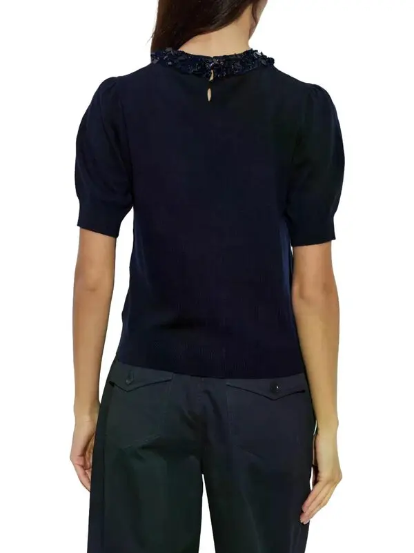 Ulla Johnson Sequin Embellished Puff Sleeve T-shirt - Blue