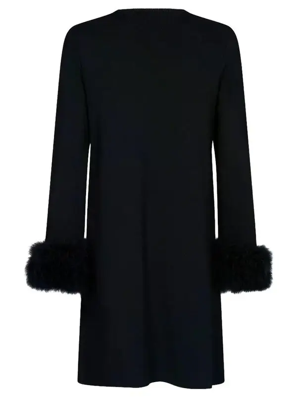 Valentino Garavani Vlogo Feather-trim Mini Dress - Black