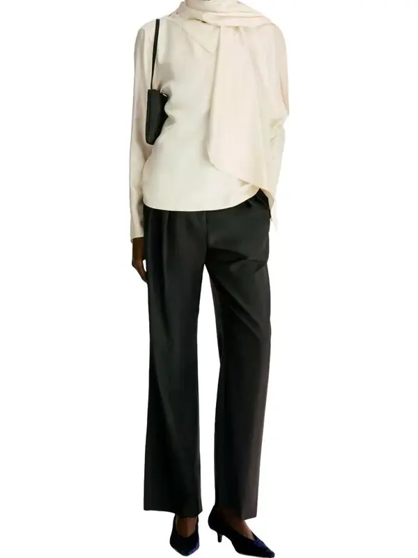 Loulou De Saison Gala Draped-detailing Silk Blouse - Neutrals