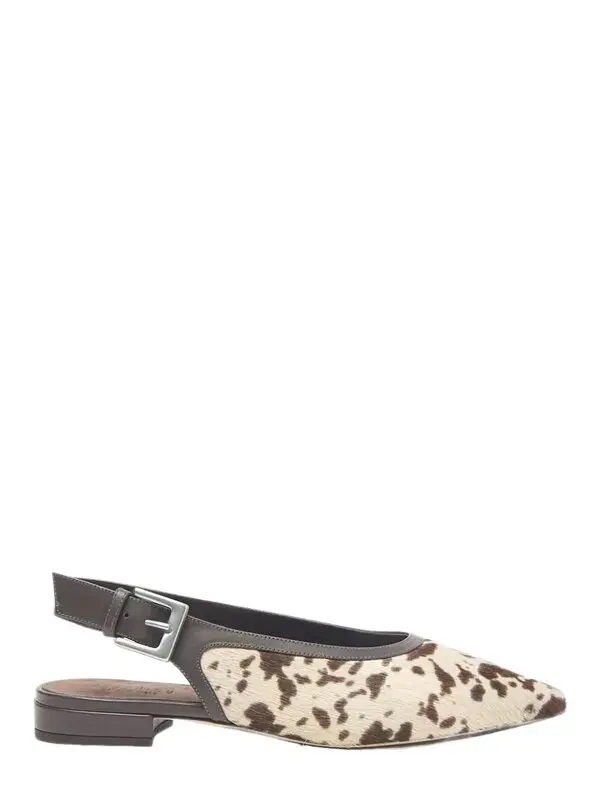 Peserico Cow-print Slingback Pumps - Brown