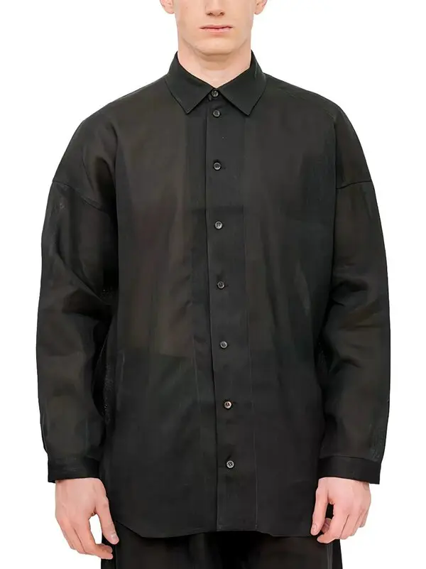 JAN JAN VAN ESSCHE Sheer-twill Loose-fit Shirt - Black