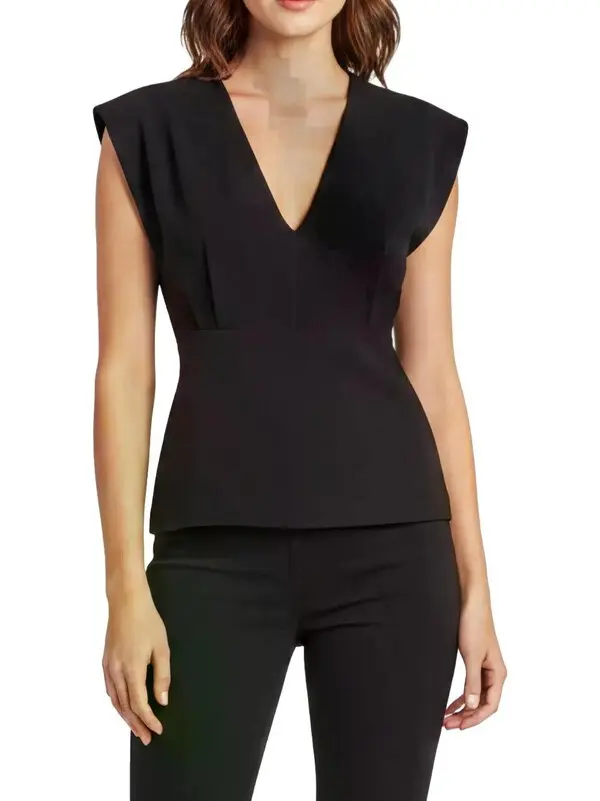 Theory V-neck Pleated Blouse - Black