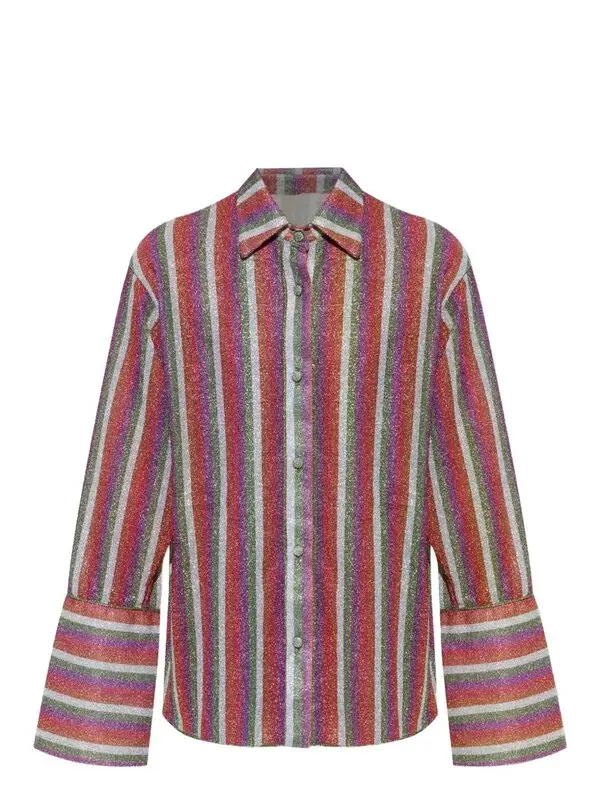 Oseree Lumière Striped Lurex Shirt - Red