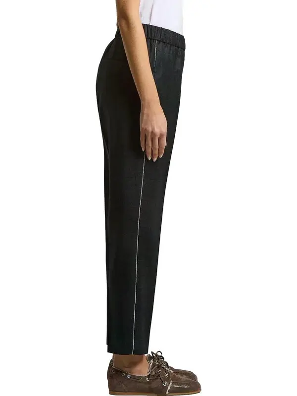 Peserico Check Pattern Trousers With Side Stripe Detail - Blue