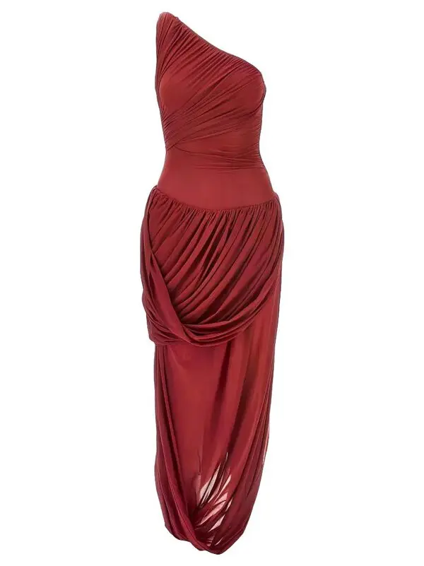 MAYGEL CORONEL One-shoulder Draped Maxi Dress - Red