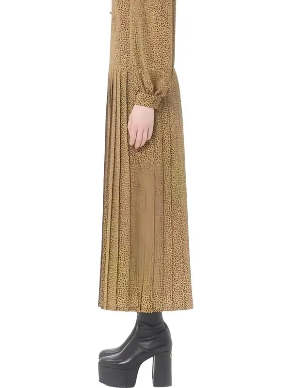 Valentino Garavani Crepe De Chine Skirt With Fauve Eclat Micromacula Print - Neutrals