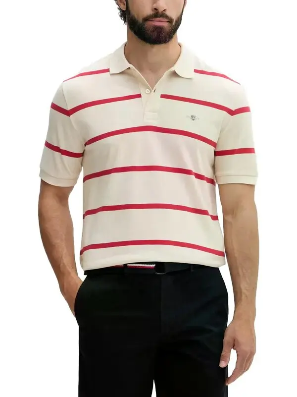 Gant Striped Short-sleeve Polo Shirt - Neutrals