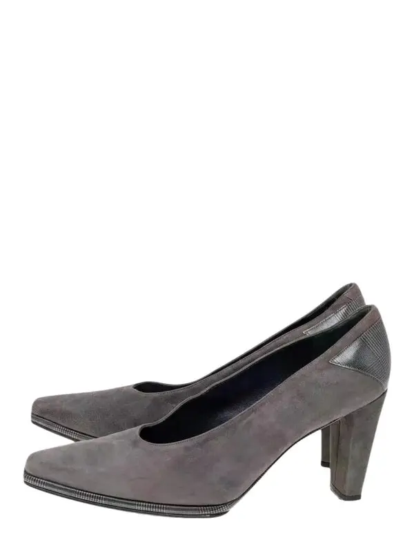 STUART WEITZMAN Suede Block Heel Pumps - Grey