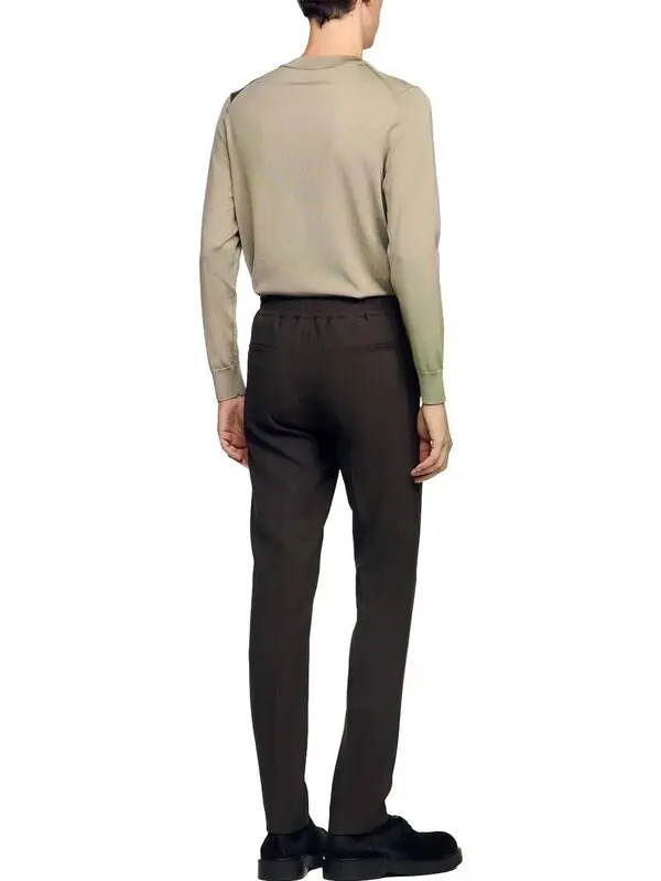 Sandro Monogram Pattern Straight-leg Trousers - Brown
